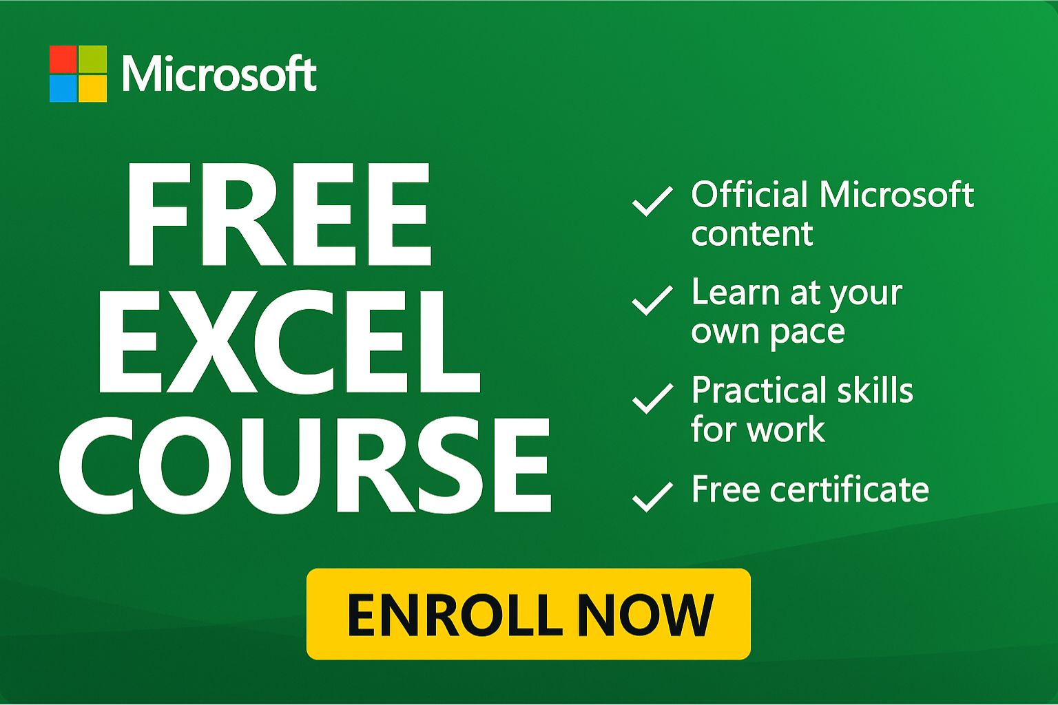 Free Online Excel Course Offered by Microsoft - OnCourses - Free Online Courses